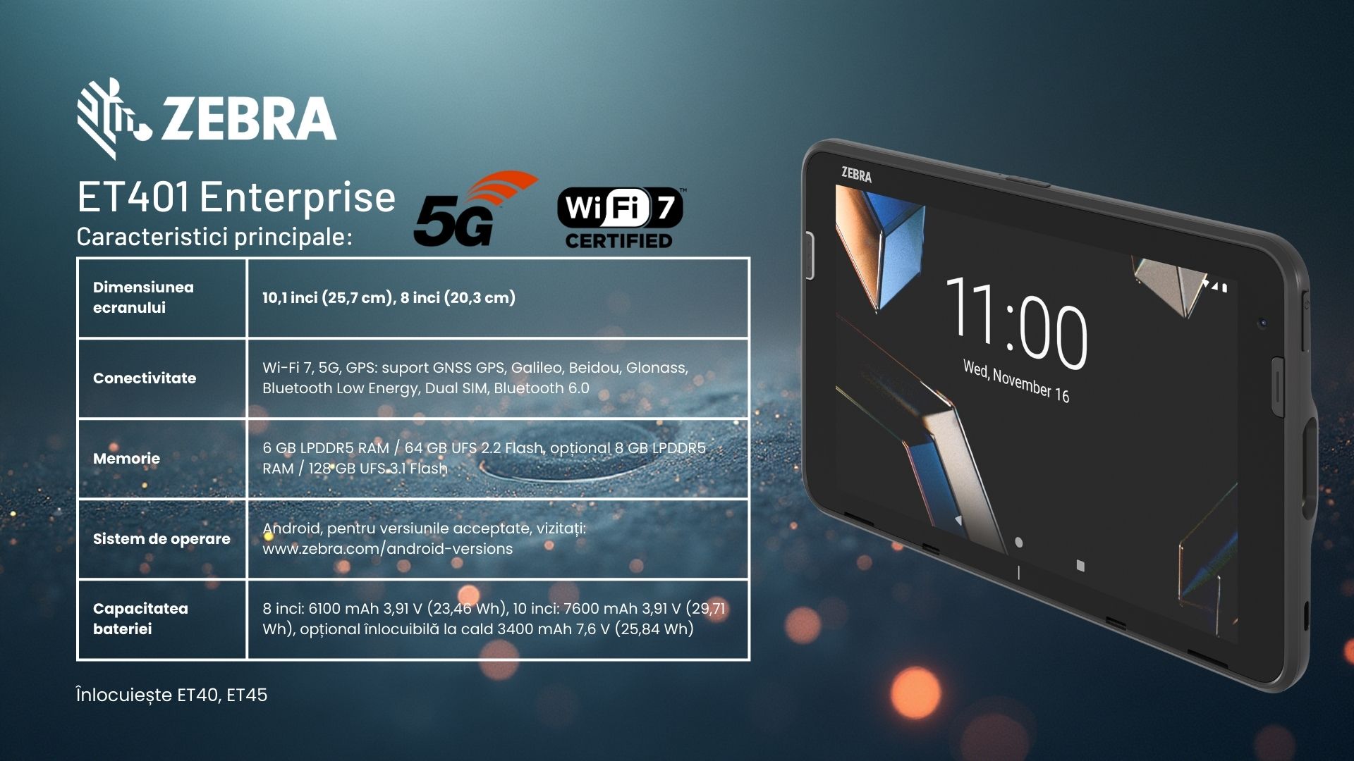 Tableta Enterprise Zebra ET401 – generația nouă de tablete rugged ...